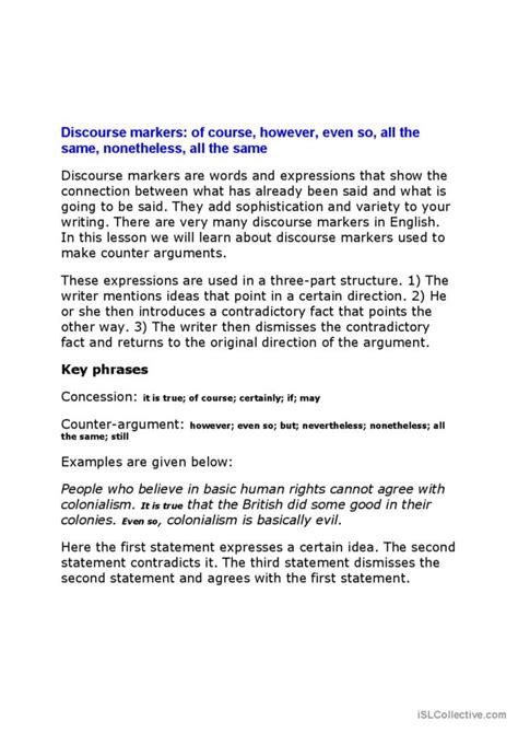 Discourse Markers English Esl Worksheets Pdf And Doc