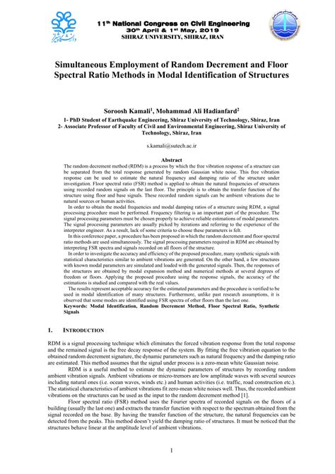 Pdf Simultaneous Employment Of Random Decrement And Floor Spectral