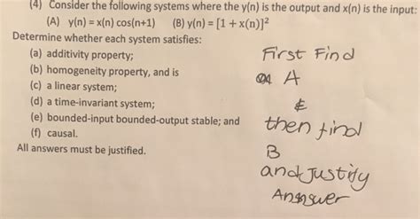 Solved Consider The Following Systems Where The Yn Is The