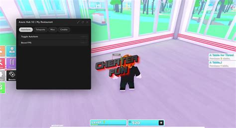 my restaurant hack autofarm teleports fps booster