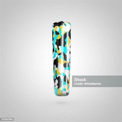 소문자 문자 L 흰색 배경에 고립 된 시안색 검정색과 노란색 위장 패턴으로 위장 0명에 대한 스톡 사진 및 기타 이미지 0명 3차원 형태 검은색 Istock