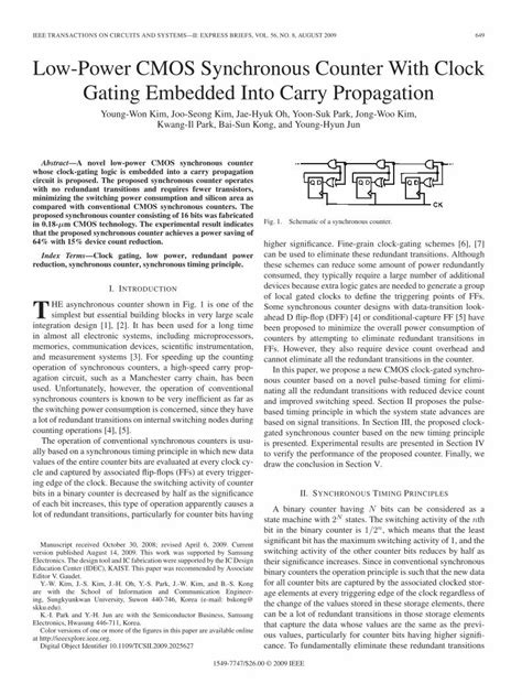 Pdf Low Power Cmos Synchronous Counter With Clock Gating Embedded