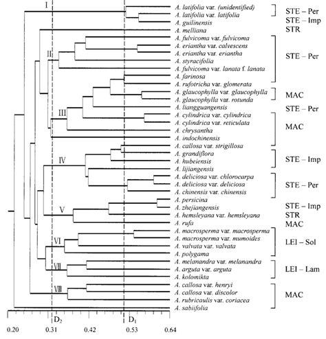 Upgma Phenogram Based On The Similarity Jaccards Coefficient Matrix