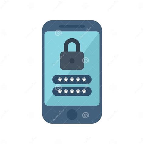 Smartphone Displaying Password Protected Login Screen With Lock Icon Stock Illustration