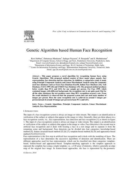 Pdf Genetic Algorithm Based Human Face Recognition