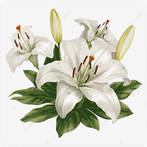 백합 벡터 잎 만화와 흰색 배경에 스티커 클립 아트 흰색 백합 꽃다발 상표 클립 아트 Png 일러스트 및 벡터 에 대한 무료 다운로드 Pngtree