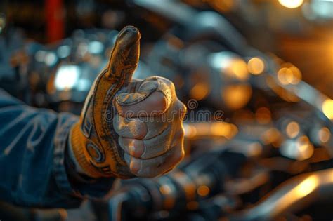 Mechanic Giving A Thumbs Up In Workshop Stock Image Image Of