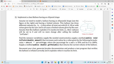 Solved Implement A Class Balloon Having An Ellipsoid Shape