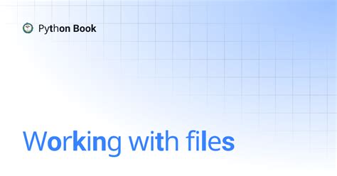 Working With Files Python Book