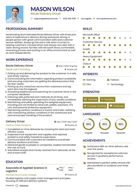 10 Delivery Driver Resume Samples And Templates For 2026