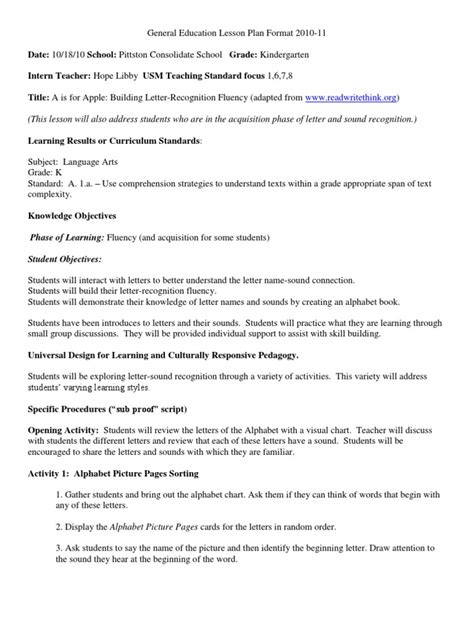 Lesson Plan 1 Pdf Lesson Plan Educational Assessment