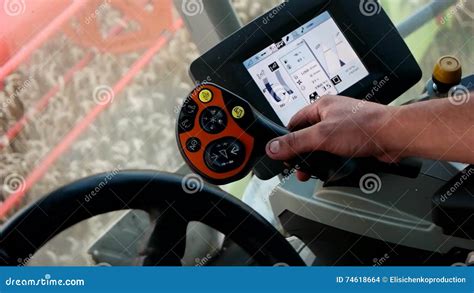 Man Manages Harvester Combine Harvester With A Control Panel Stock Footage Video Of Country
