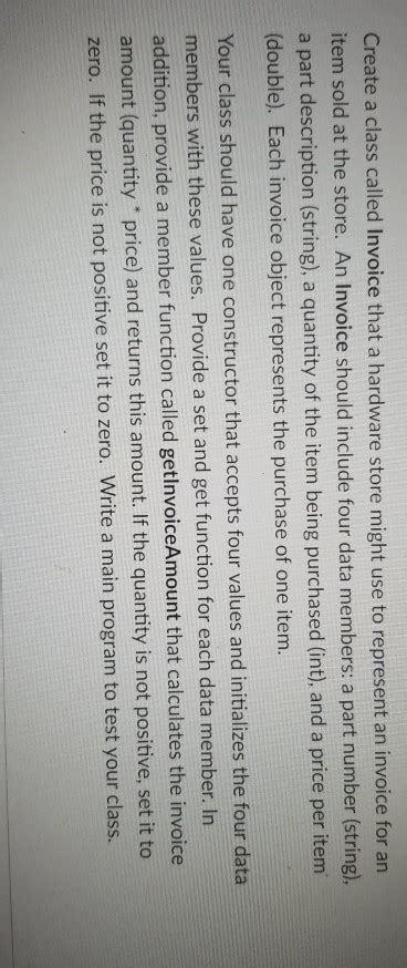 Solved Create A Class Called Invoice That A Hardware Store