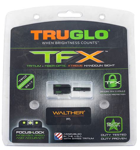 Truglo Tfx Walther Pps Set Black Night Handgun Sight Bereli Inc