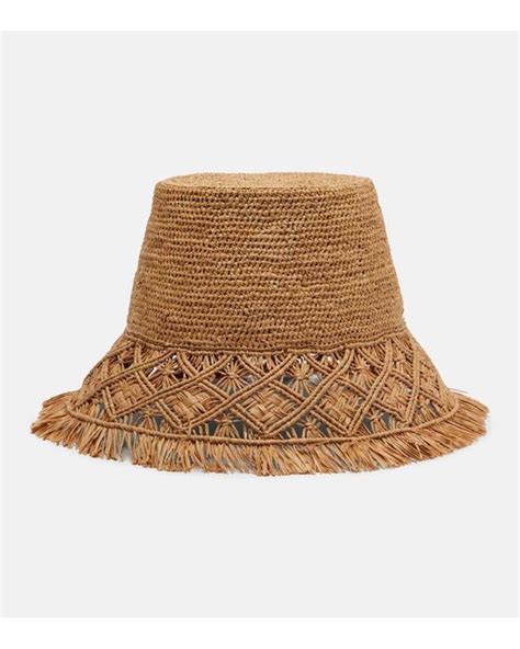 Zimmermann Macrame Raffia Bucket Hat In Brown Lyst
