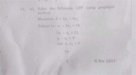 Ii Solve The Following LPP Using Graphical StudyX