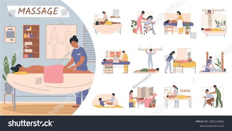 Types Massage Set Flat Isolated Compositions Stock Vector Royalty Free