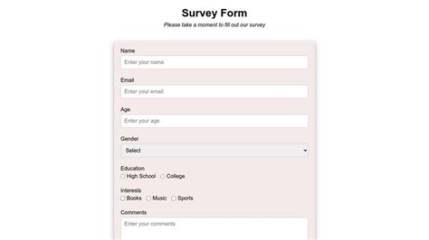 React Survey Form