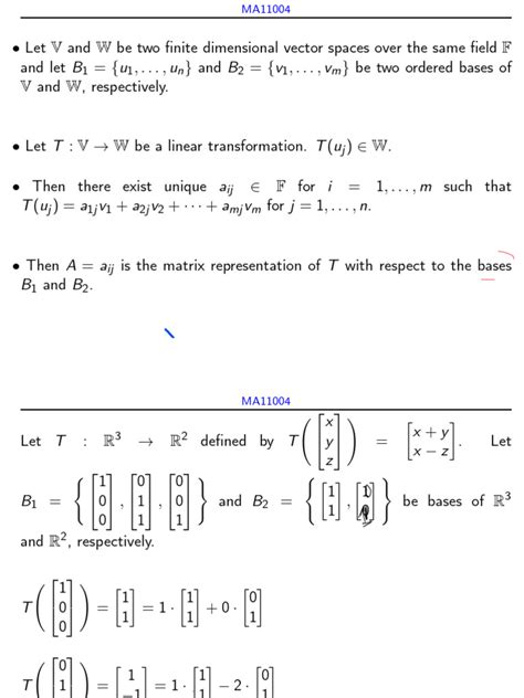 Matrix Representation Of A Linear Transformation Pdf Linear Map