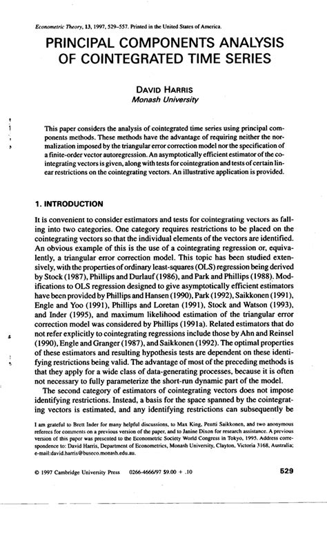 Pdf Principal Component Analysis Of Cointegrated Time Series