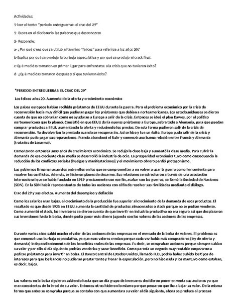 Clase Crak Del 29 Y Totlitarismo Actividades 1 Leer El Texto
