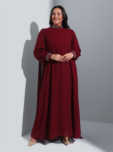 Burgundy Plus Size Evening Dress
