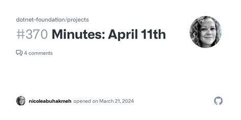 Minutes April 11th · Issue 370 · Dotnet Foundation Projects · Github