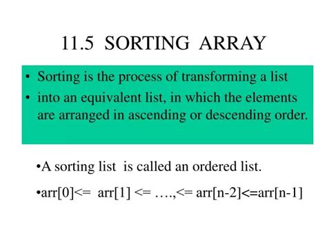 PPT 11 5 SORTING ARRAY PowerPoint Presentation Free Download ID 7072879