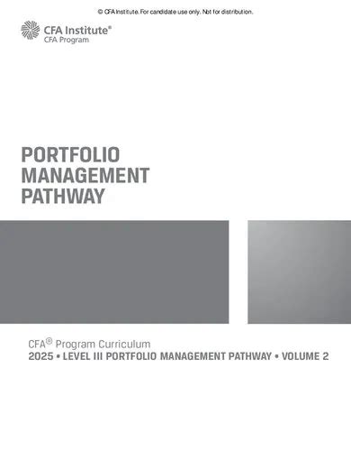 2025 Cfa© Program Curriculum Level 3 Portfolio Management Pathway Volume 1 Download Pdf