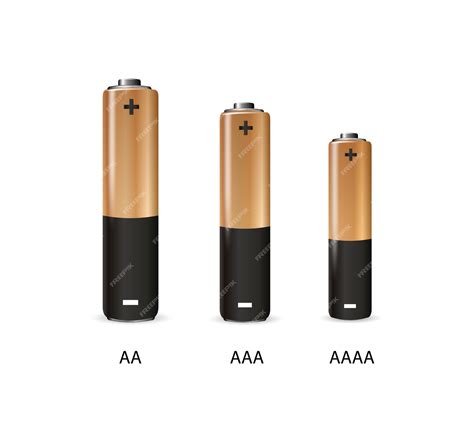 알카라인 배터리 현실적인 세트 배터리 유형 Aa Aaa Aaaa 알카라인 배터리 세트다른 크기 벡터 포함 프리미엄 벡터