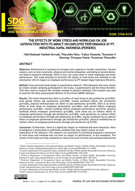 Pdf The Effects Of Work Stress And Workload On Job Satisfaction With Its Impact On Employee