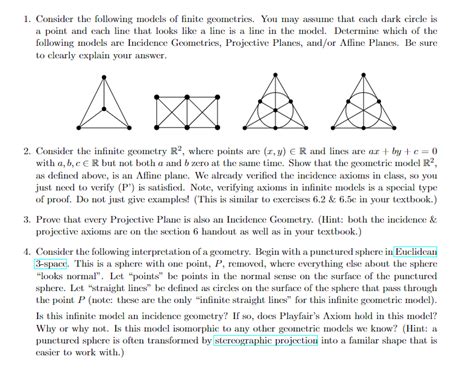 Solved Consider The Following Models Of Finite Geometries