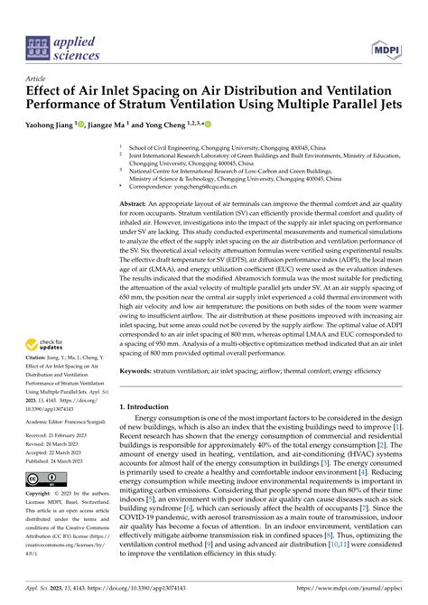 Pdf Effect Of Air Inlet Spacing On Air Distribution And Ventilation
