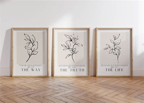 The Way The Truth The Life Wall Art Set Of 3 Christian Art Printables