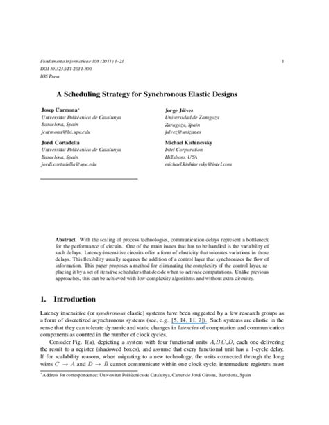 Pdf A Scheduling Strategy For Synchronous Elastic Designs