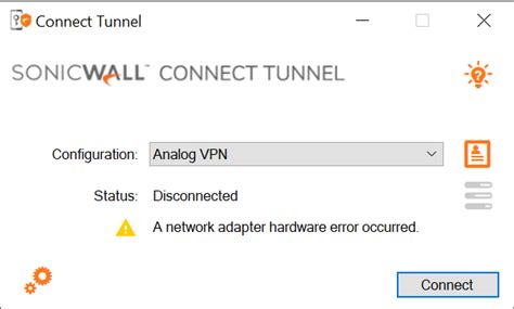 Connect Tunnel A Network Adapter Hardware Error Occurred Issue