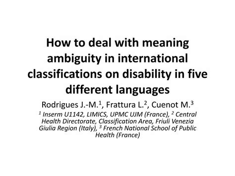 (PDF) C515 cuenot et al – how to deal with meaning ambiguity in international classifications of ...