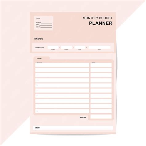 Простой планировщик бюджета на неделю месяц в минимальном и пригодном для печати дизайне для
