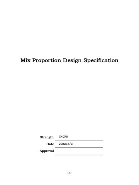 C40p8 Mix Proportion Design Specification Pdf Concrete Construction Aggregate