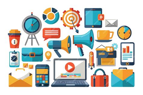 Colorful Icons Representing Business Concepts Premium Ai Generated Vector