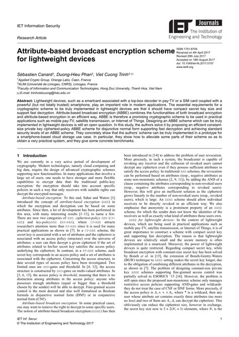 pdf attribute based broadcast encryption scheme for lightweight devices