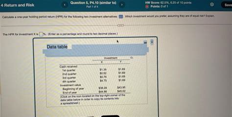 solved calculate a one year holding period retum hpr for