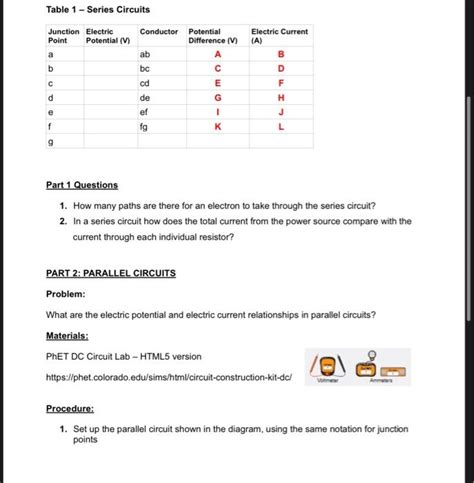 Solved Part 1 Series Circuits 1 Set Up The Series Circuit