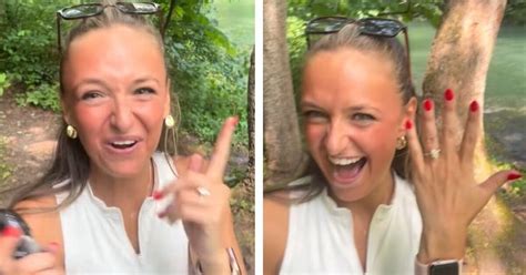 Una Pareja Estadounidense Graba Su Pedida De Mano Junto A Un Río Sin