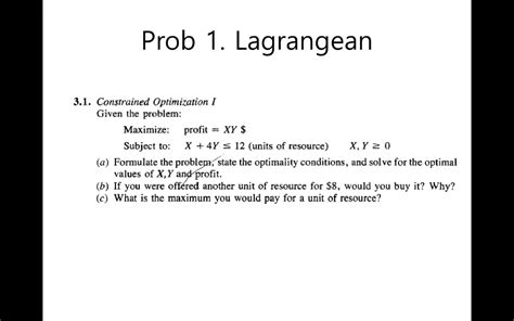 Solved Prob 1 Lagrangean 31 Constrained Optimization I