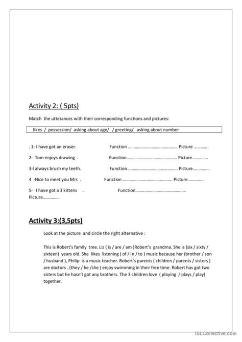 Test 1 For 7th Levels English ESL Worksheets Pdf Doc