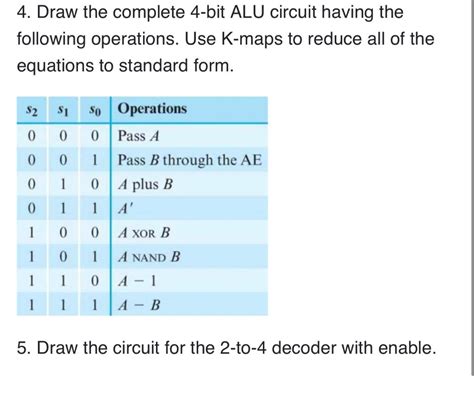 Solved Draw The Complete Bit ALU Circuit Having The Chegg Com