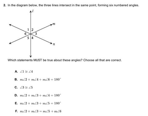 solved 2 in the diagram below the three lines intersect in the same