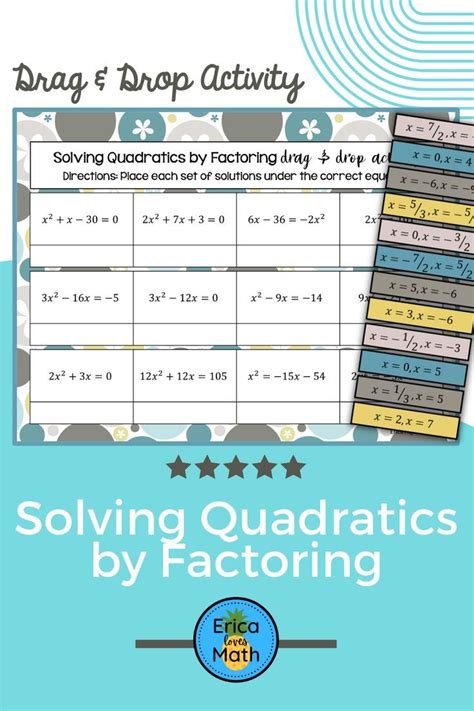 Solving Quadratic Equations By Factoring Digital Activity Drag And Drop