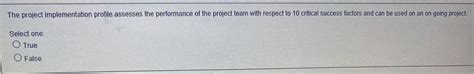 Solved The Project Implementation Profile Assesses The